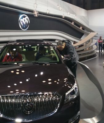 Modern Pendant Lights are VIPs in the Auto Show's Buick Lounge!