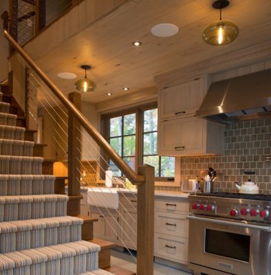 Vacation Home Kitchen Pendant Lighting Warms Up A Lakeside Retreat