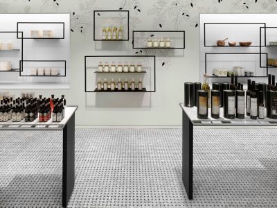 Gourmet Olive Oil Shop Features Modern Retail Store Lighting